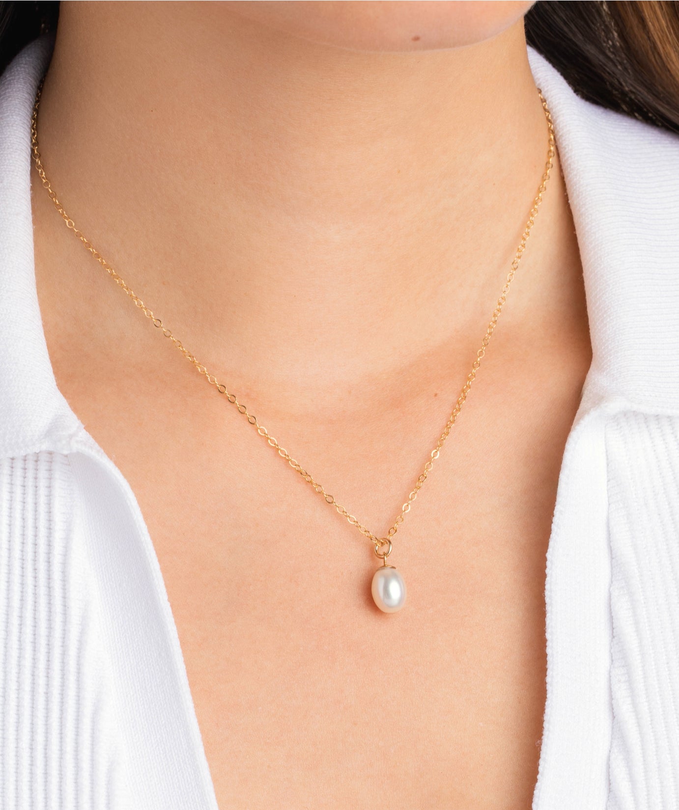 Teardrop pearl necklace gold store